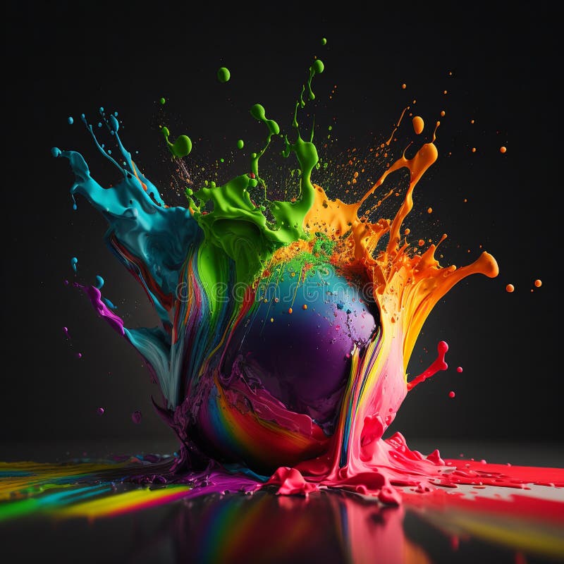 Vibrant Rainbow Paint Explosion: a Symphony of Colors Stock ...