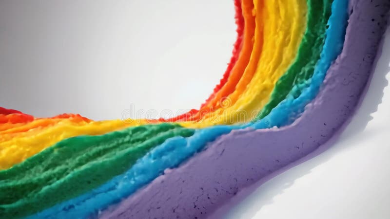 Vibrant Rainbow Paint Layers Flow Smoothly Across a Bright Surface ...