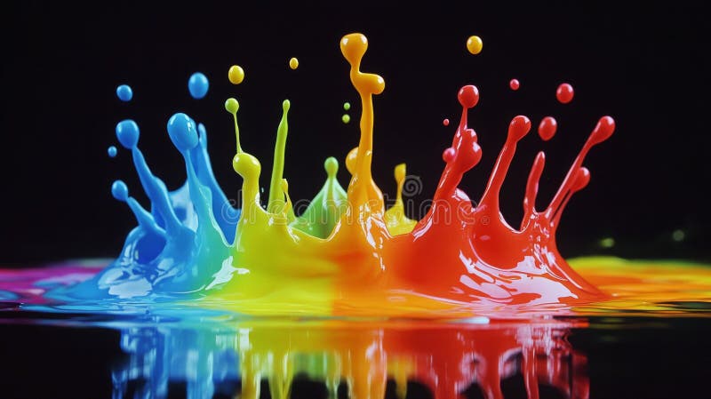 Vibrant Rainbow Paint Splash Crown Formation Stock Illustration ...