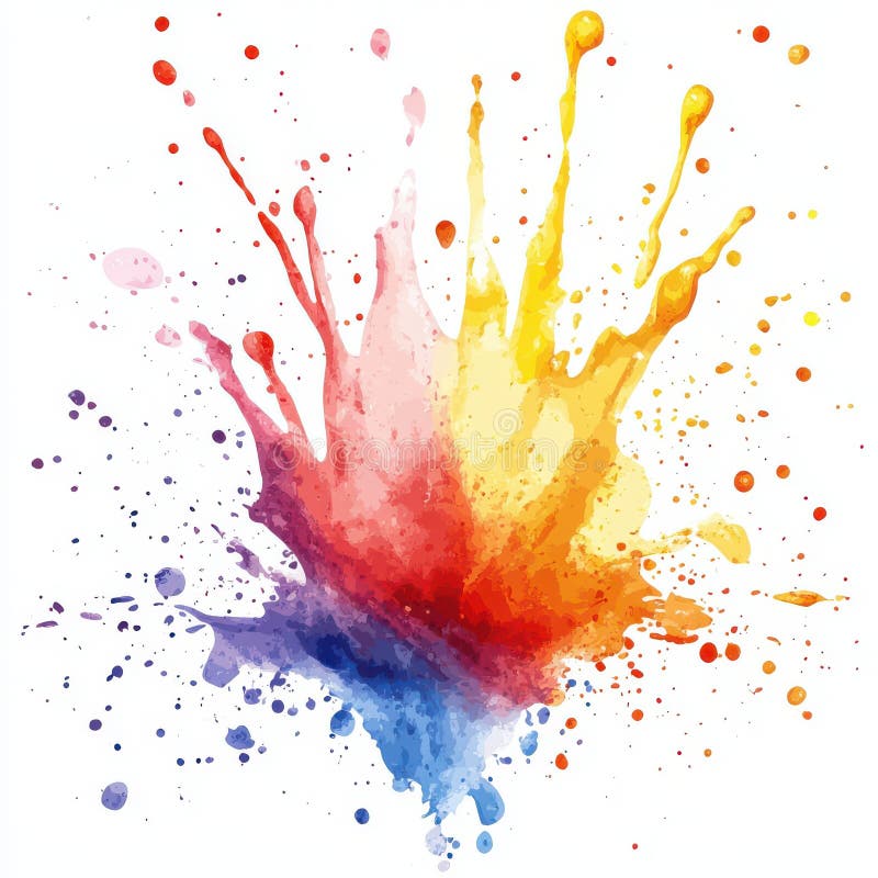 Vibrant Rainbow Paint Splatter Explosion Artistic Design Stock ...