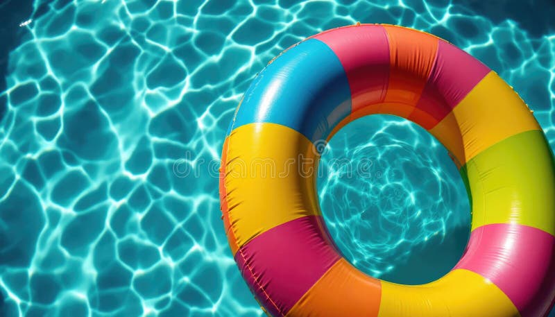 Vibrant Rainbow Pool Float in Sparkling Blue Water Stock Photo - Image ...