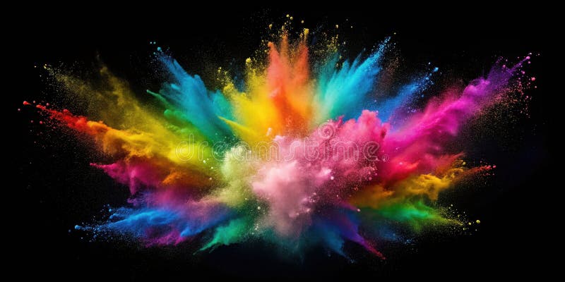 Vibrant Rainbow Powder Explosion Against a Black Background. Generative ...