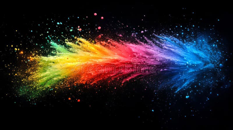 Vibrant Rainbow Powder Explosion on Black Background Stock Illustration ...