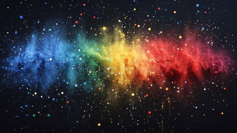 Vibrant Rainbow Powder Explosion on Black Background Stock Illustration ...