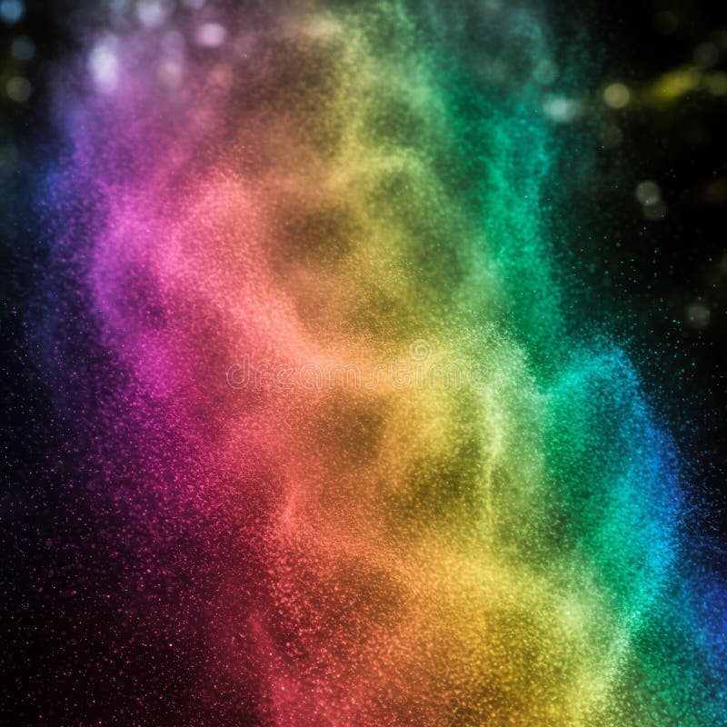 Vibrant Rainbow Powder Explosion on Black Background Stock Illustration ...