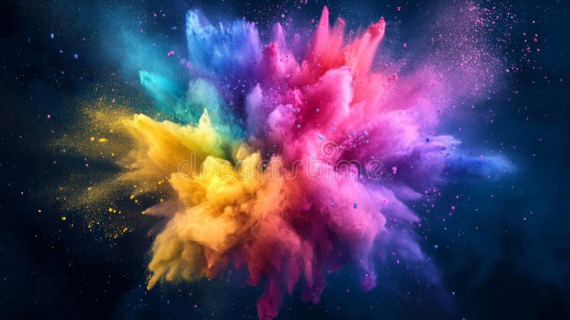 Vibrant Rainbow Powder Explosion in Dark Background Stock Illustration ...