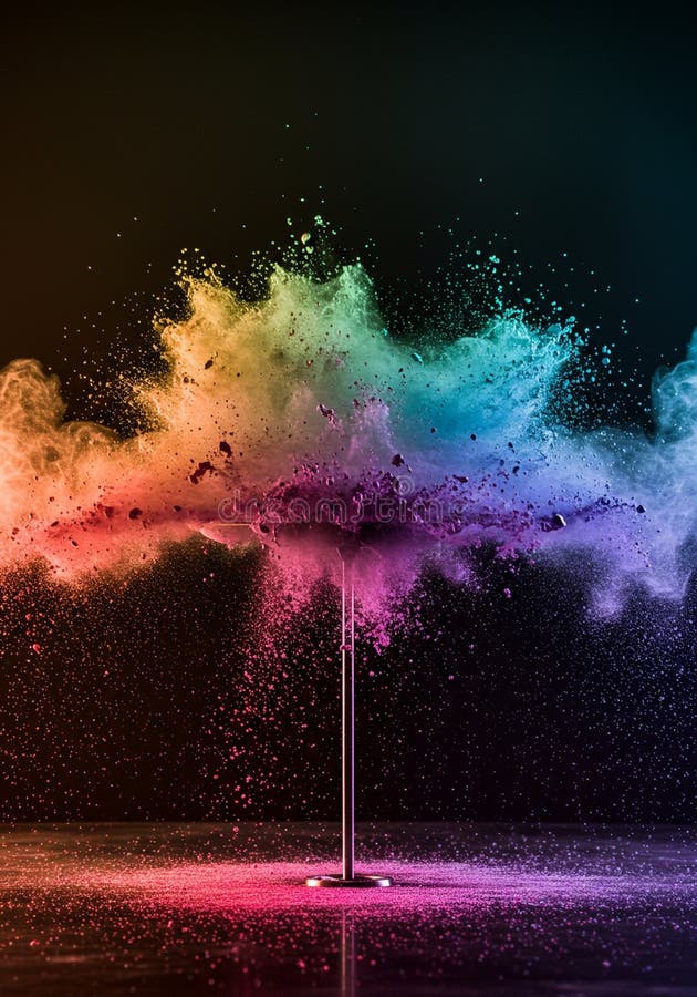 Vibrant Rainbow Powder Explosion on Dark Background Stock Illustration ...