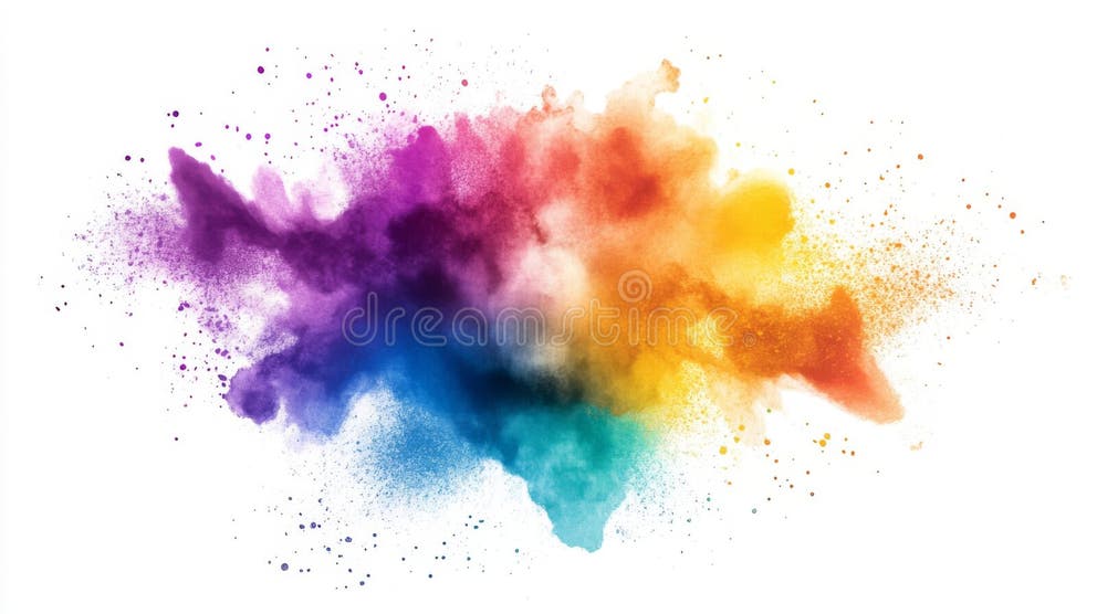 Vibrant Rainbow Powder Explosion on White Background Stock Illustration ...