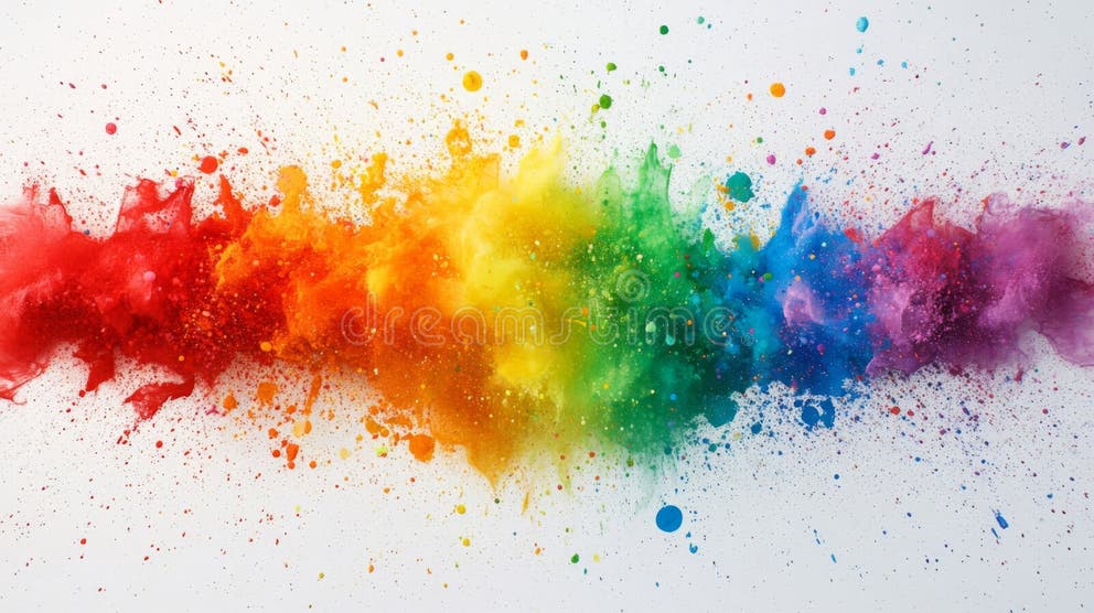 Vibrant Rainbow Powder Explosion on White Background Stock Illustration ...