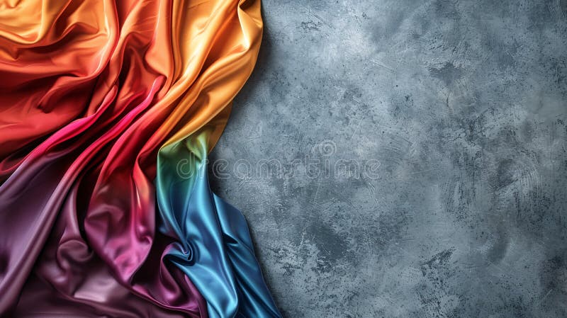 Rainbow Pride Fabric Draped on a Textured Dark Background Stock Image ...