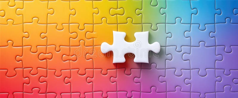 Vibrant Rainbow Puzzle with Bold White Piece Stock Image - Image of ...
