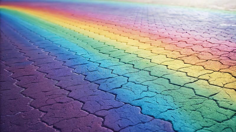 Vibrant Rainbow Reflection on a Textured Pavement. Stock Illustration ...
