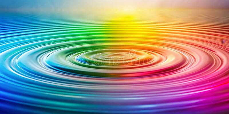 Vibrant Rainbow Ripples Expanding Outward from a Central Point ...