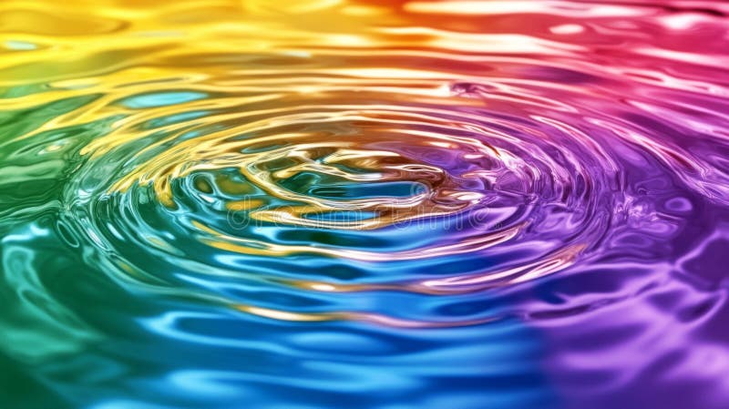 Vibrant Rainbow Ripples on Water Surface Stock Illustration ...
