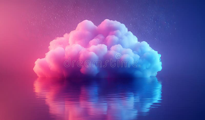 A Vibrant Rainbow Rises from a Rain Cloud Over a Reflective Water ...