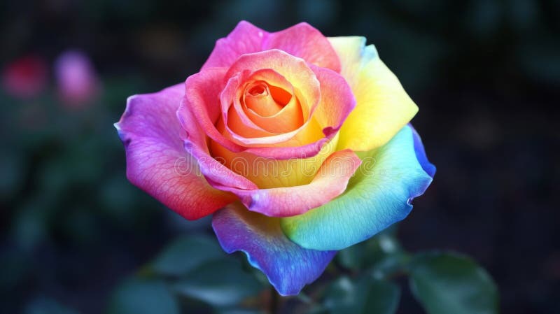 Vibrant Rainbow Rose Close Up Stock Illustration - Illustration of rose ...