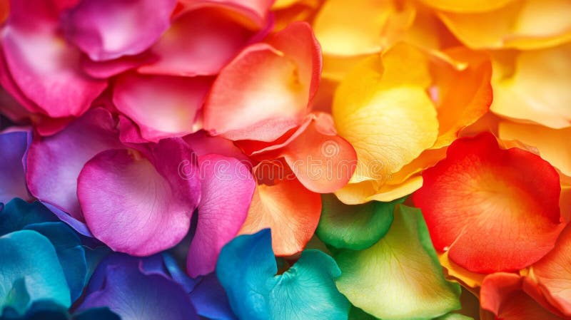 Vibrant Rainbow Rose Petals Close Up Texture Stock Illustration ...