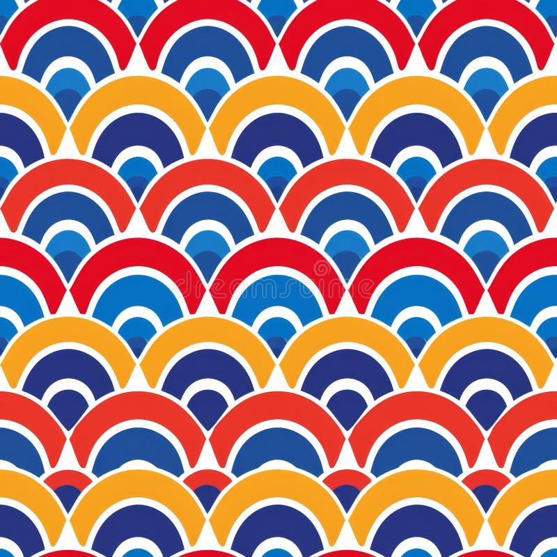 Vibrant Rainbow Scales Pattern Illustration with Modern Geometric ...