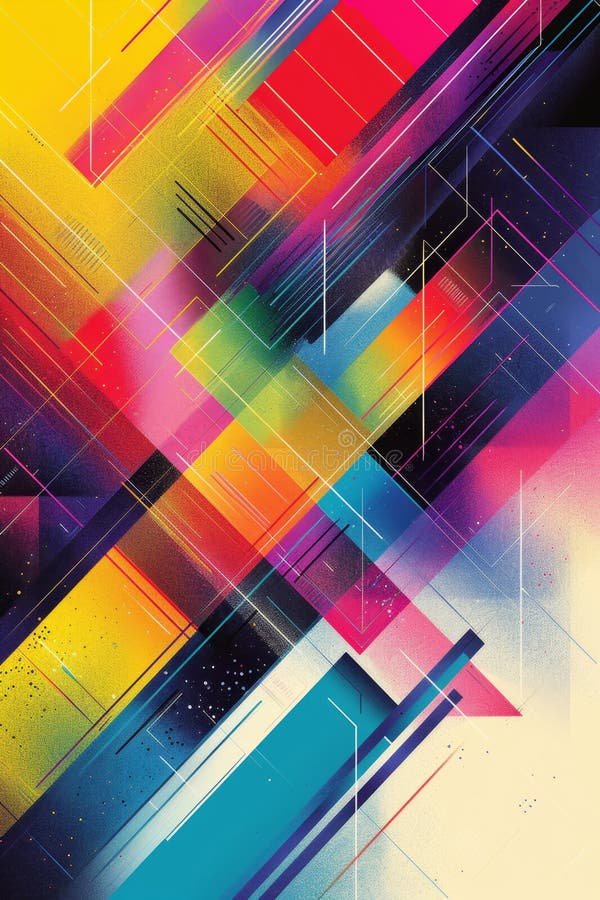 Vibrant Rainbow Shapes Bursting with Energy in Abstract Geometric ...