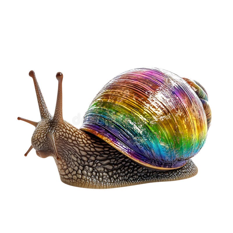 Vibrant Rainbow Snail a Stunning Shell White Background Against ...
