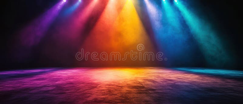 Vibrant Rainbow Spotlight Illuminates Stage, Creating Dynamic ...