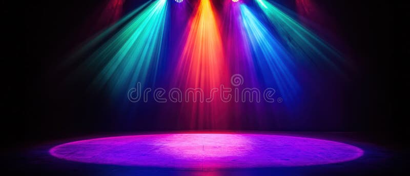 Vibrant Rainbow Spotlight Illuminating Stage with Colorful Beams Stock ...
