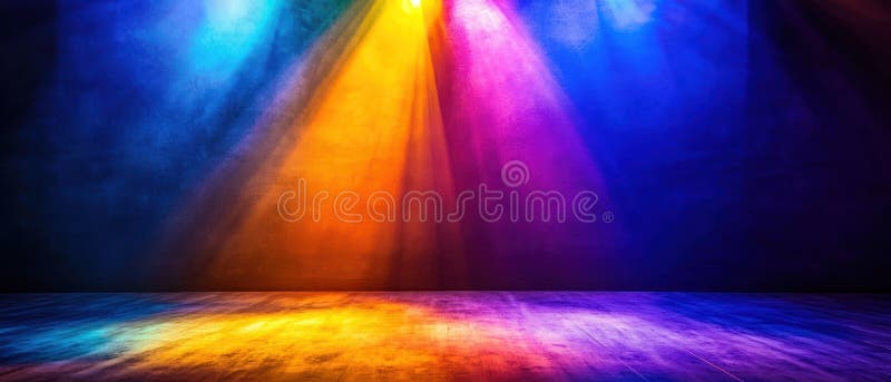 Vibrant Rainbow Spotlight Illuminating Stage with Colorful Beams Stock ...
