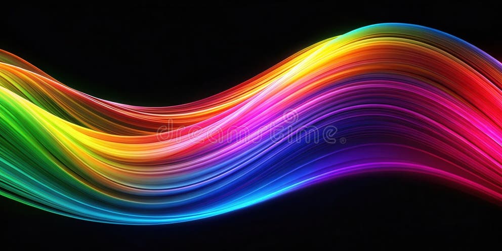 Vibrant Rainbow Streamers Flowing in a Dynamic Wave Pattern. Generative ...