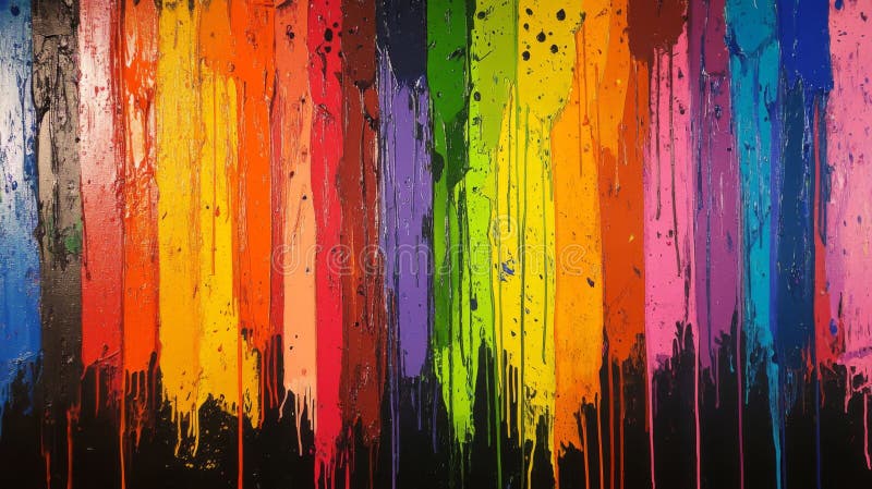 Vibrant Rainbow Stripes Dripping Paint Abstract Art Stock Illustration ...