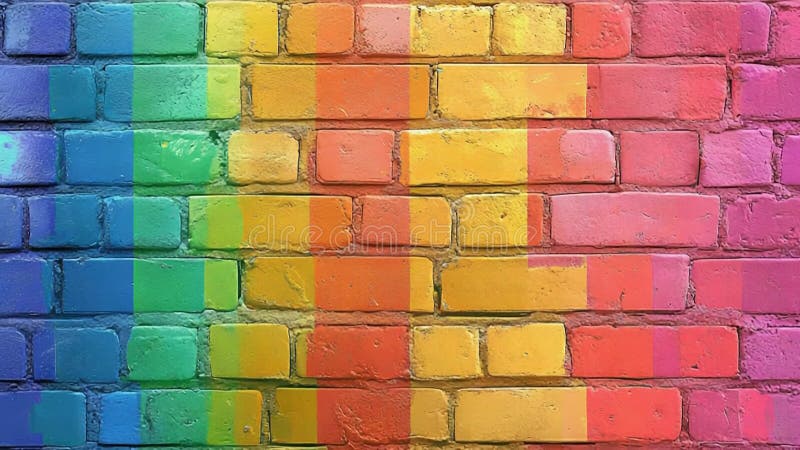 Rainbow Colored Brick Wall Celebrating Diversity and Inclusion Stock ...