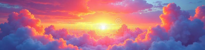 Vibrant Rainbow Sunset, Fluffy Clouds Watercolor Texture , Texture ...