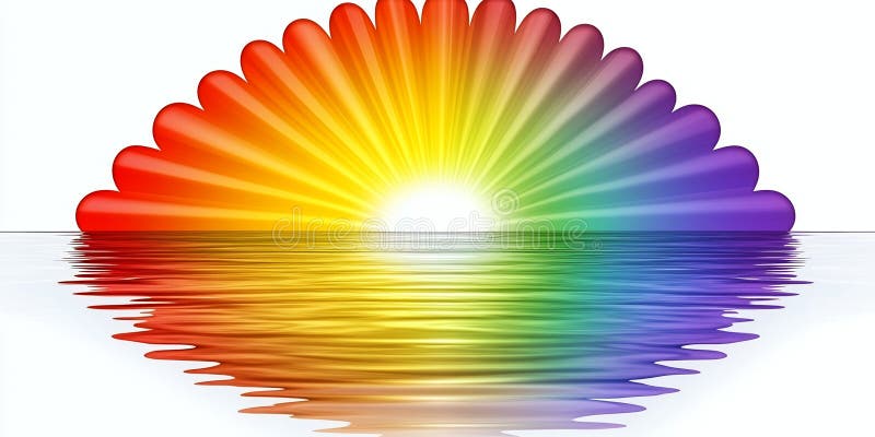 Vibrant Rainbow Sunset Reflection Colorful Rays Water Serenity Stock ...