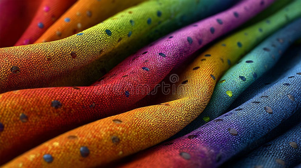 Vibrant Rainbow Textile CloseUp of Textured Fabric Stock Illustration ...