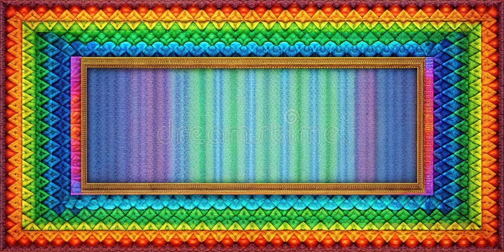 Vibrant Rainbow Textile Frame with Central Blank Space for Text or Image. Generative AI Stock ...