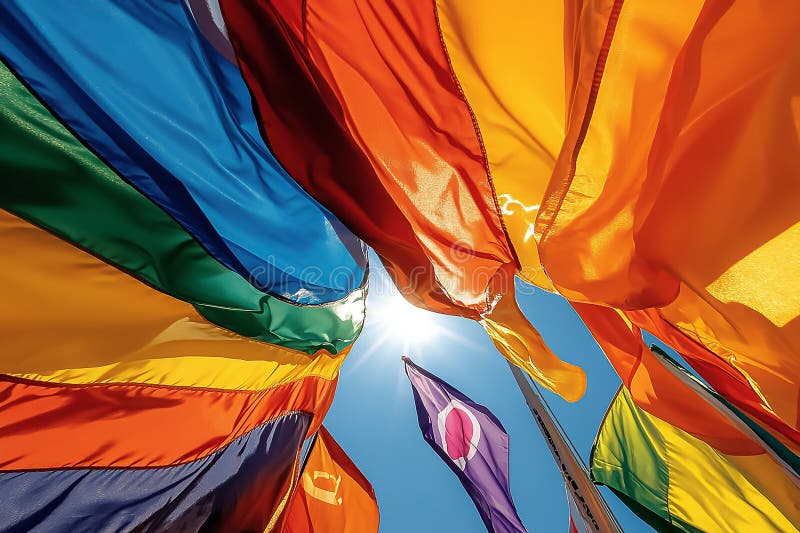 Vibrant Rainbow-themed Flags Representing Diversity and Inclusion in ...