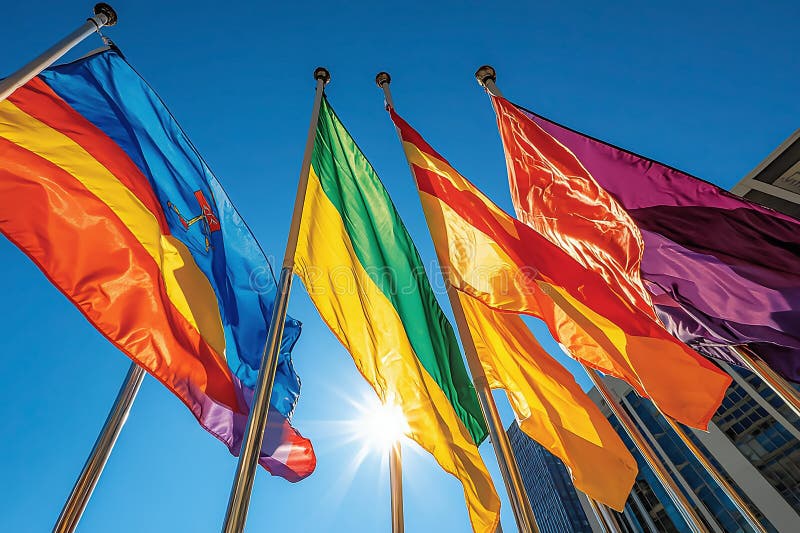 Vibrant Rainbow-themed Flags Representing Diversity and Inclusion in ...