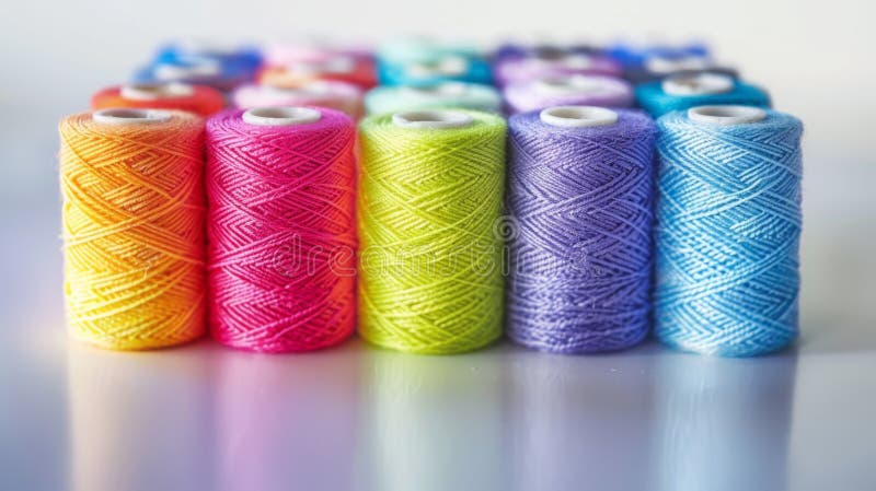 Vibrant Rainbow of Thread Spools on White Background Stock Illustration ...