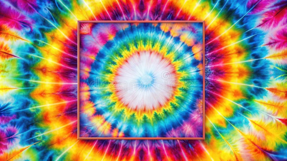 Vibrant Rainbow Tie-Dye Pattern with a Simple Frame for Design Projects ...
