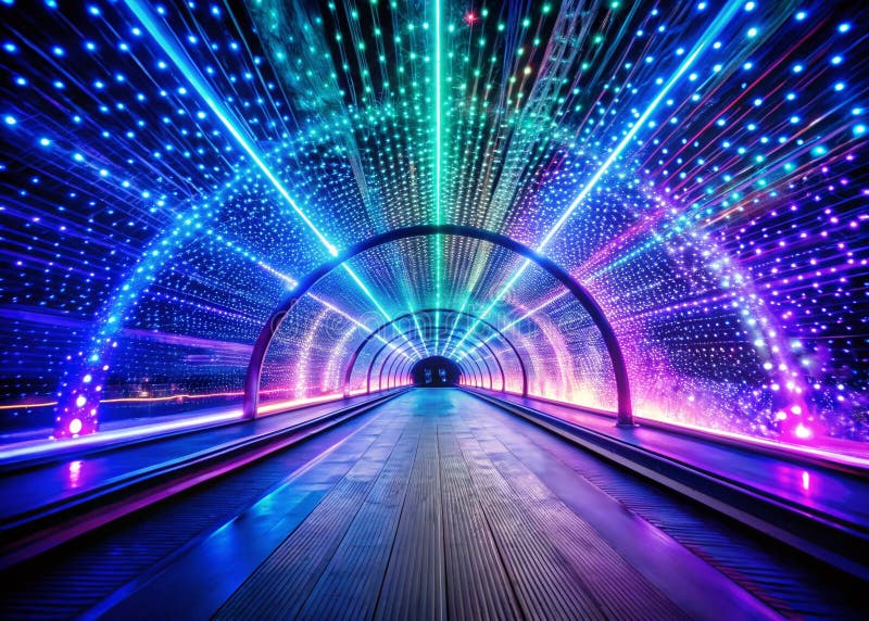 A Vibrant Rainbow Tunnel of Light Blurred Motion and LED Spectacle in a ...