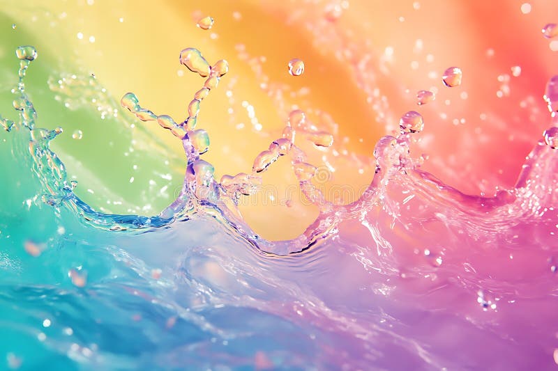 Vibrant Rainbow Water Splash Abstract Liquid Texture Background Stock ...