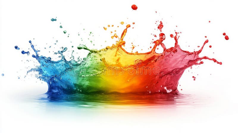 Vibrant Rainbow Water Splash on White Background Stock Illustration ...