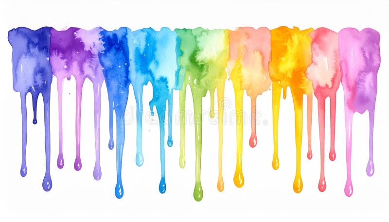 Vibrant Rainbow Watercolor Dripping Paint Abstract Stock Illustration ...