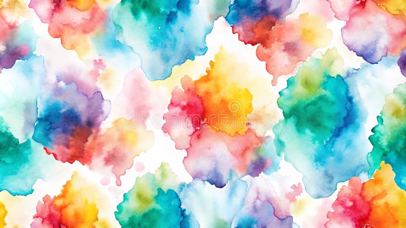 Vibrant Rainbow Watercolor Splotches Seamless Pattern for Textile ...