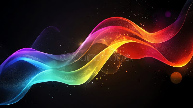 Vibrant Rainbow Wave Abstract Background with Glowing Particles Stock ...