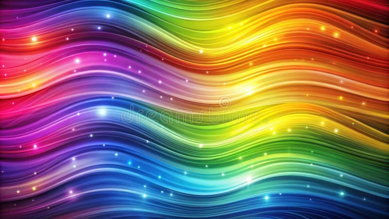 Vibrant Rainbow Wave Abstract Background with Sparkling Lights ...