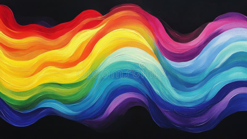 Vibrant Rainbow Wave Abstract Painting Stock Illustration ...