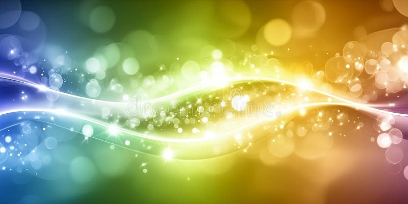 Vibrant Rainbow Wave Background with Sparkling Lights and Bokeh Effects ...