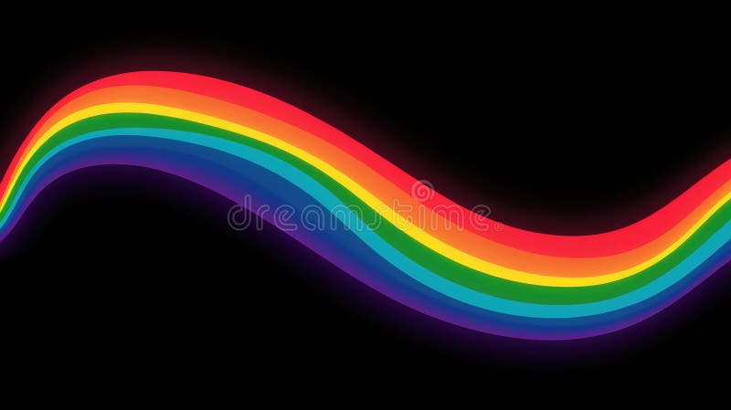 Vibrant Rainbow Wave on a Black Background, Representing Diversity and ...