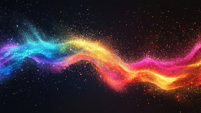 Vibrant Rainbow Wave of Glowing Particles Stock Illustration ...
