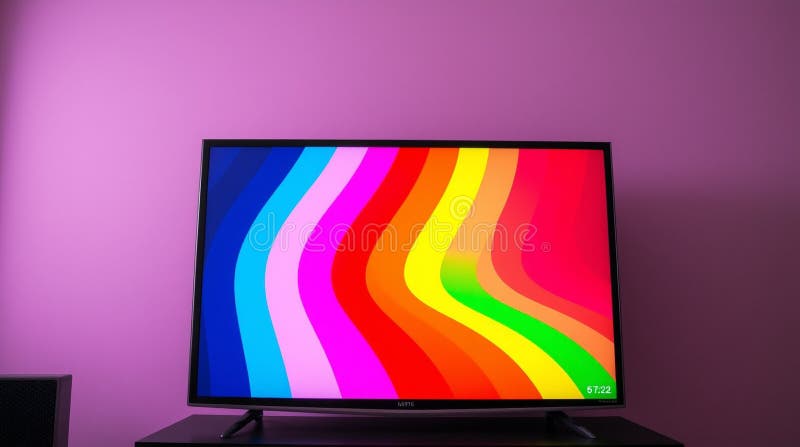 Vibrant Rainbow Wave Pattern Displayed on a Modern Flat-screen ...